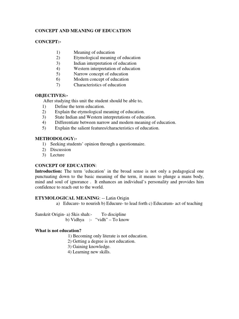 Understanding the Concept and Meaning of Education | PDF | Mind | Concept