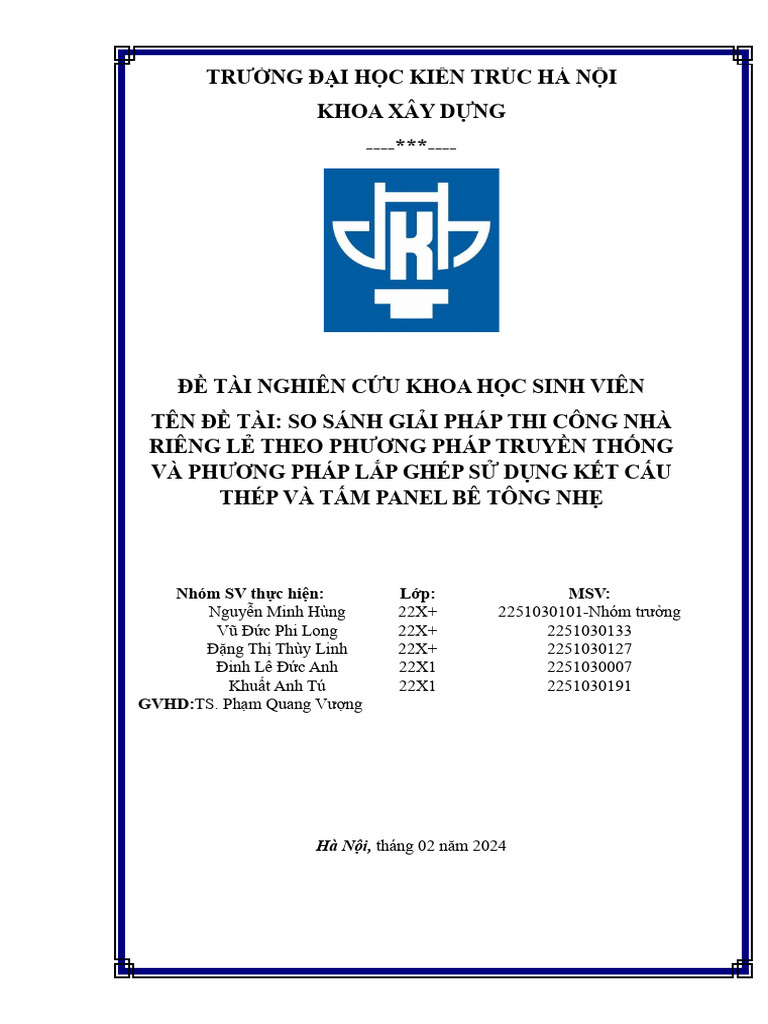 Báo Cáo NCKH Trang 1 | PDF