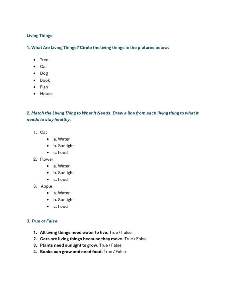 Tree Car Dog Book Fish House: Living Things 1. What Are Living Things ...