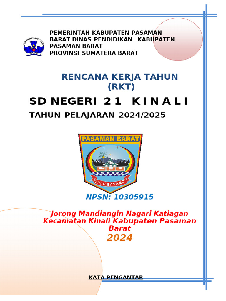 RKT SDN 21 Kinali Tahun 2024 | PDF