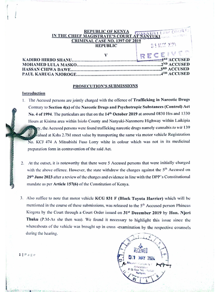 Prosecutions Submissions Paul Karuga Case 2024 | PDF