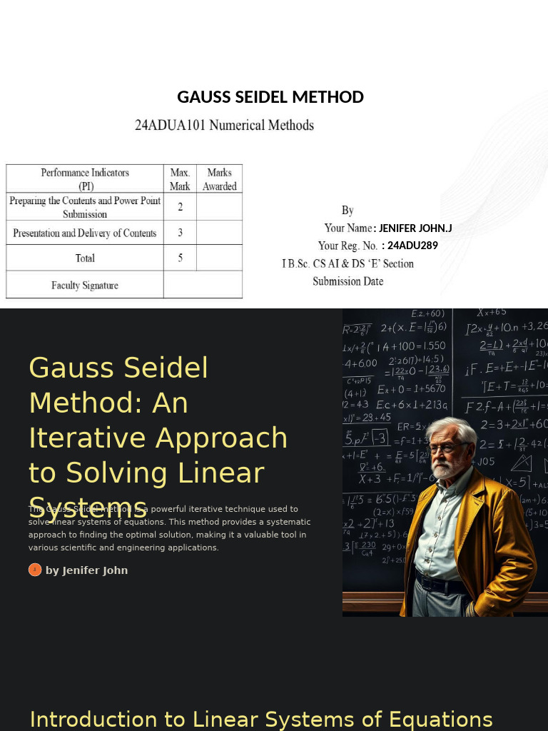 Gauss Seidel Method An Iterative Approach To Solving Linear Systems | PDF | System Of Linear ...
