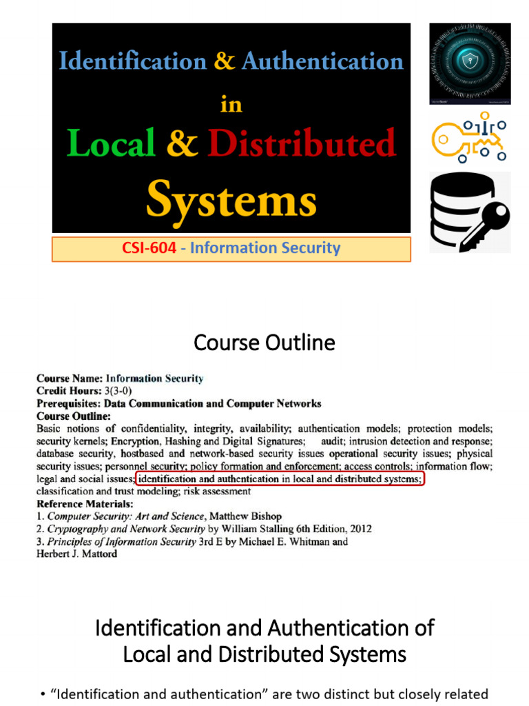 Information Security 18- Identification and Authentication of Local and Distributed Systems ...