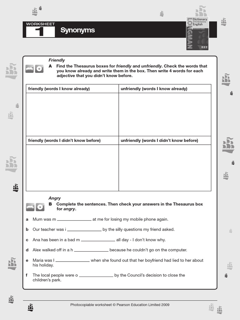 Synonyms Worksheet for Vocabulary Expansion | PDF | Lexicology