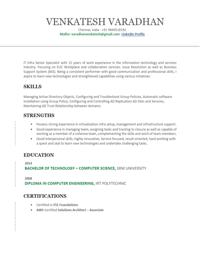 Venkatesh Varadhan | PDF | Desktop Virtualization | Information Technology