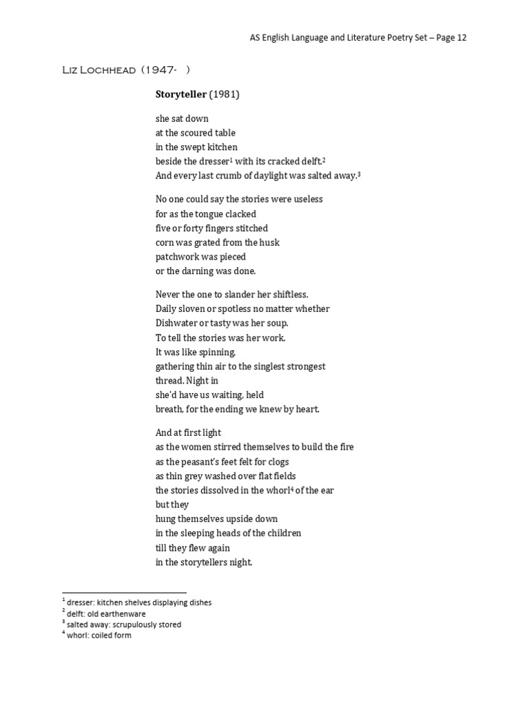 Storyteller - Liz Lochhead | PDF