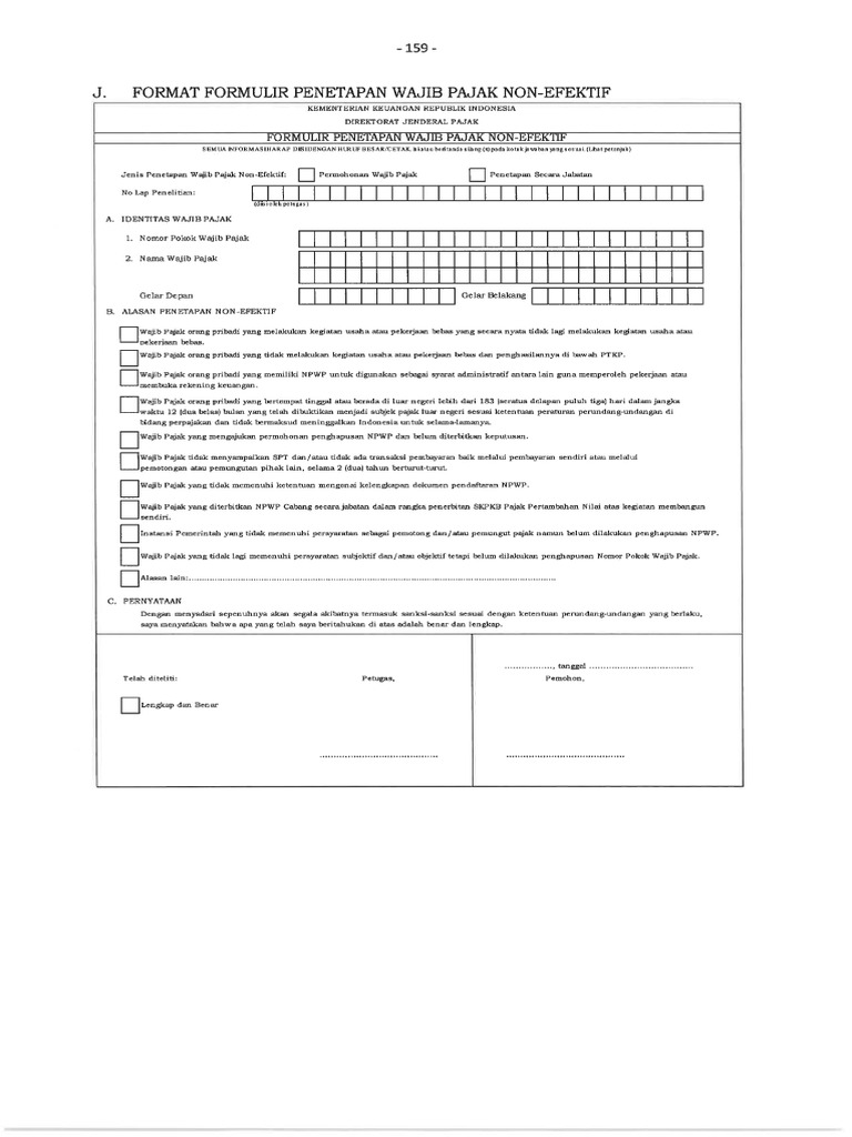 Formulir Penetapan & Surat Pernyataan WP Ne | PDF