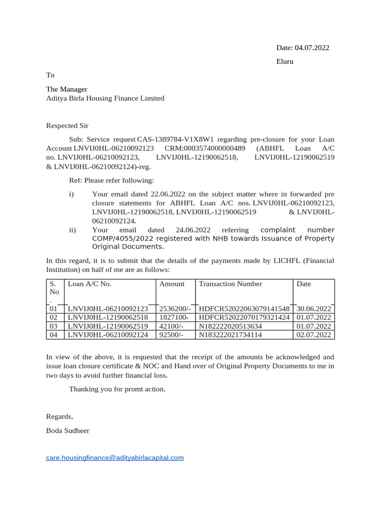 Payments Letter | PDF