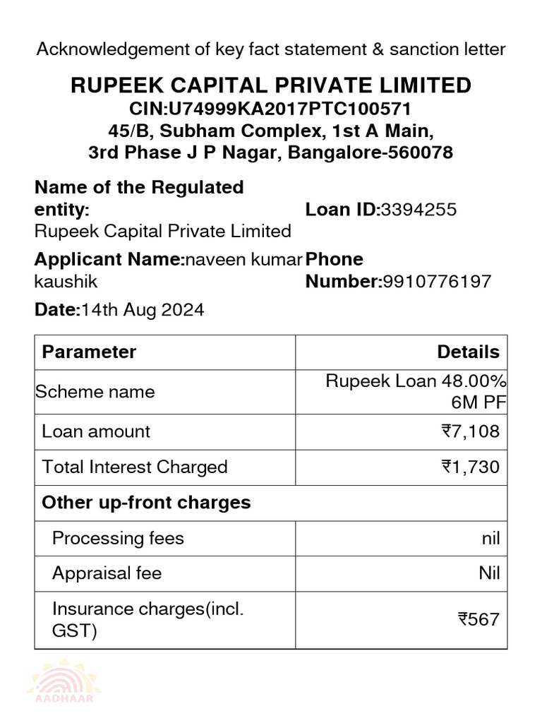 Rupeek Signed | PDF | Loans | Interest