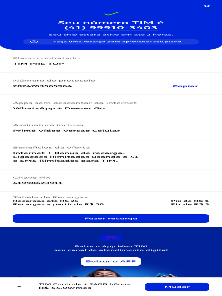 TIM - Cadastro | PDF