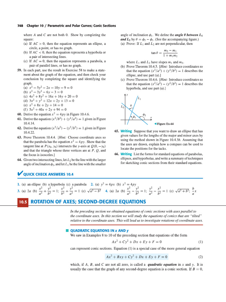 Part7 10.5 Rotation of Axis 2nd Degree Eqns | PDF