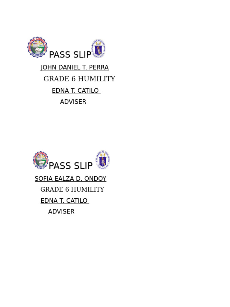 PASS SLIP | PDF