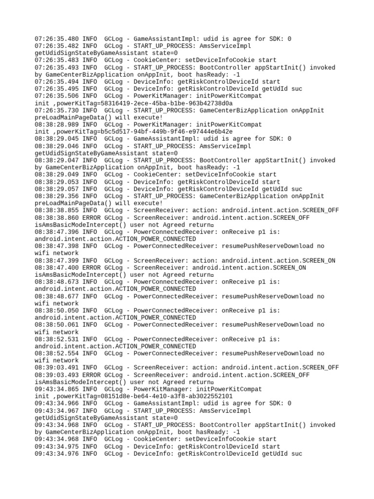 GameCenter Startup and Power Events Log | PDF