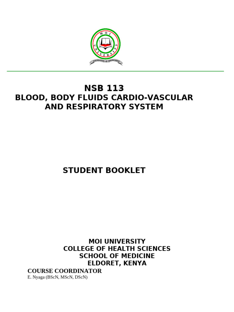 NSB 113 Tutorial Booklet | PDF | Cholesterol | White Blood Cell