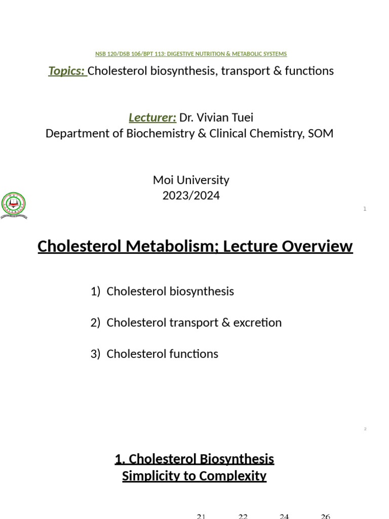 NSB 120-DSB 106-BPT 113-Cholesterol Biosynthesis | PDF | Cholesterol ...