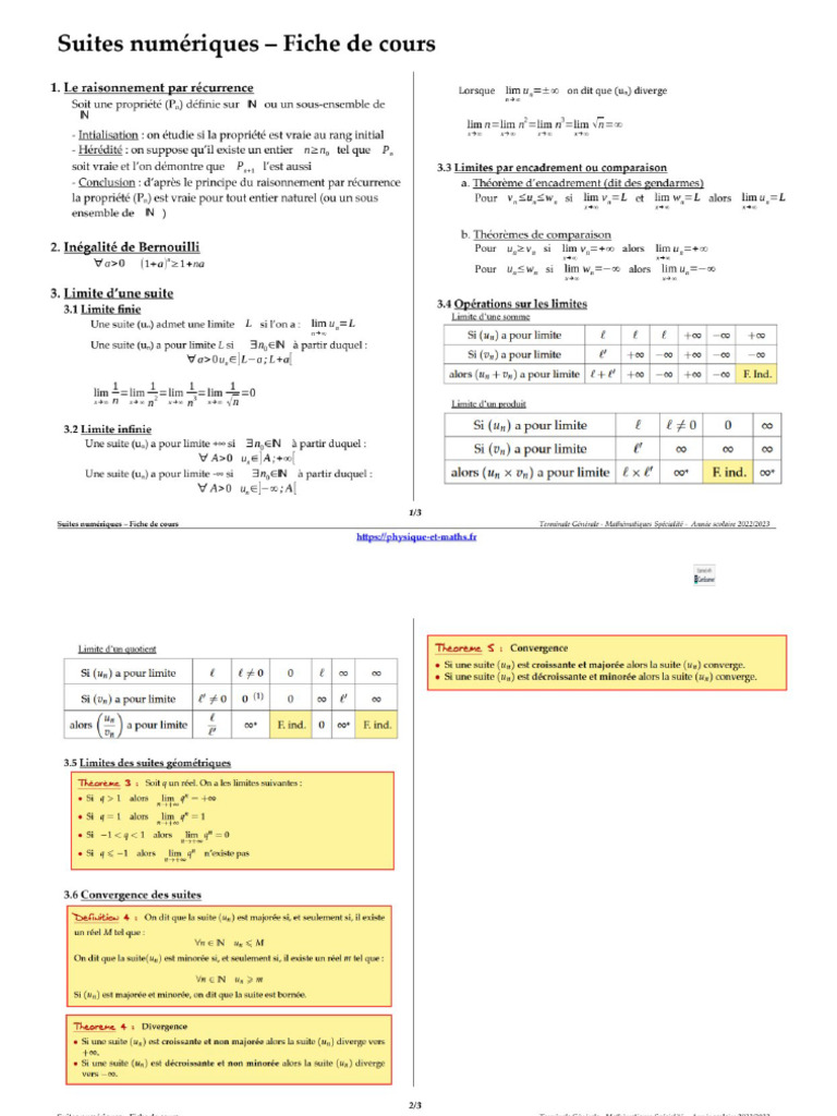 Suites Numeriques Fiche Cours (2) 2 | PDF