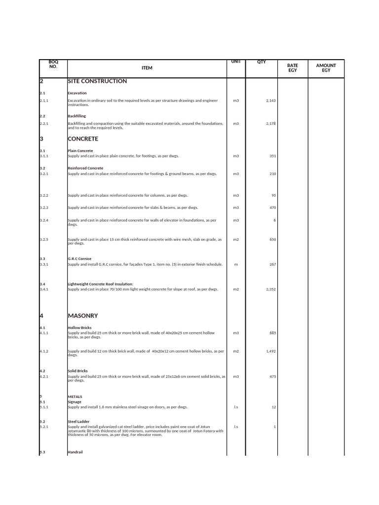 02-Client Boq | PDF | Concrete | Wall