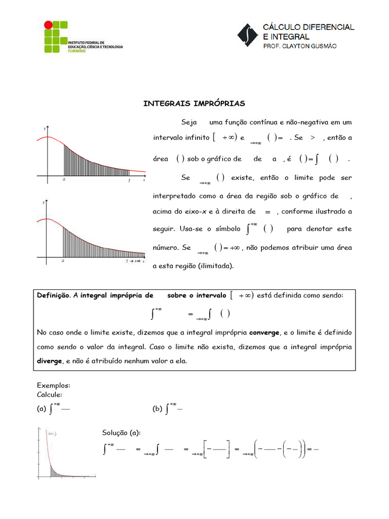 Lista 8 - Integrais Impróprias | PDF | Limite (Matemática) | Integrante