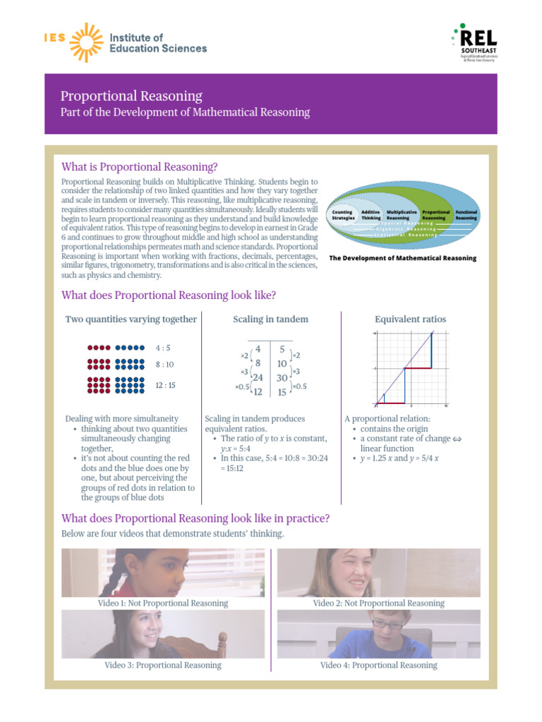 Rel Se Proportional Reasoning Part of The Development of Mathematical Reasoning | PDF | Ratio ...