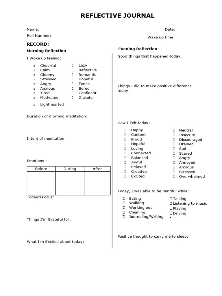 REFLECTIVE JOURNAL | PDF | Psychology | Emotions