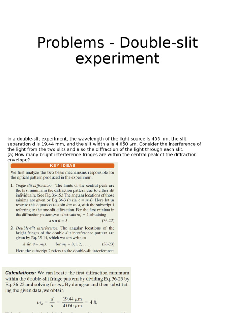 Problems - Double-Slit Experiment | PDF