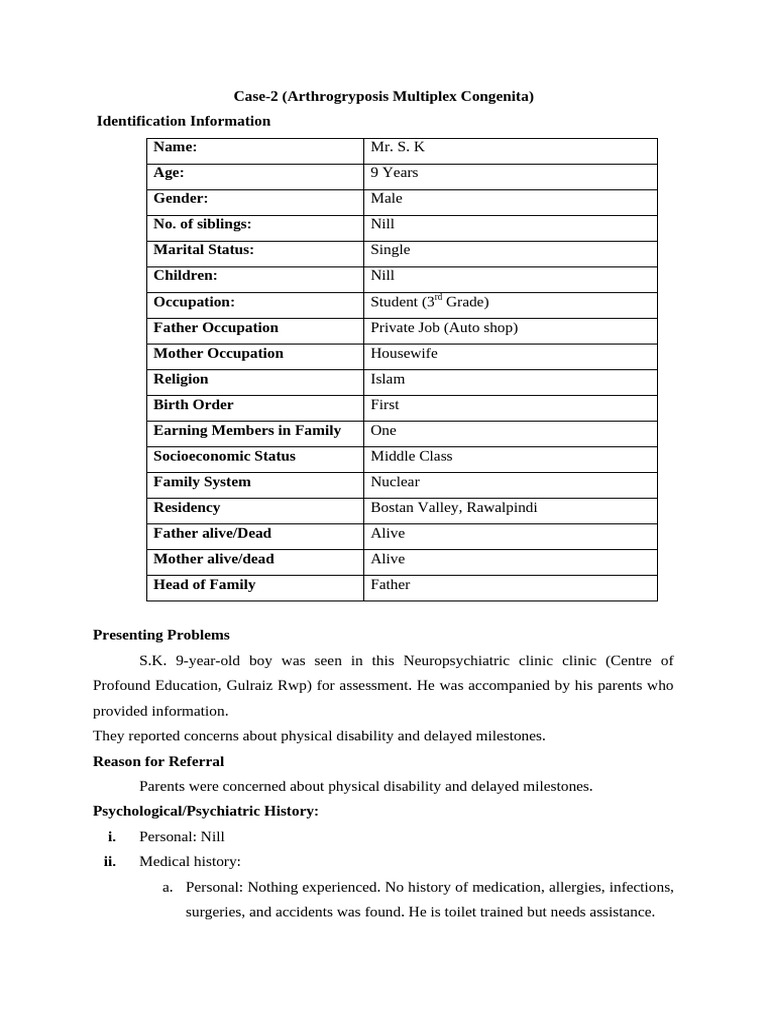 (Arthrogryposis Multiplex Congenita, AMC) | PDF | Mental Disorder ...