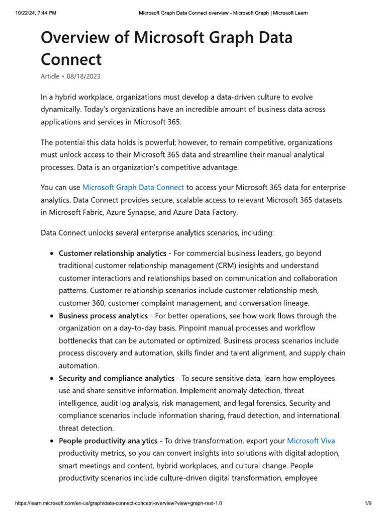 Overview of Microsoft Graph Data Connect | PDF