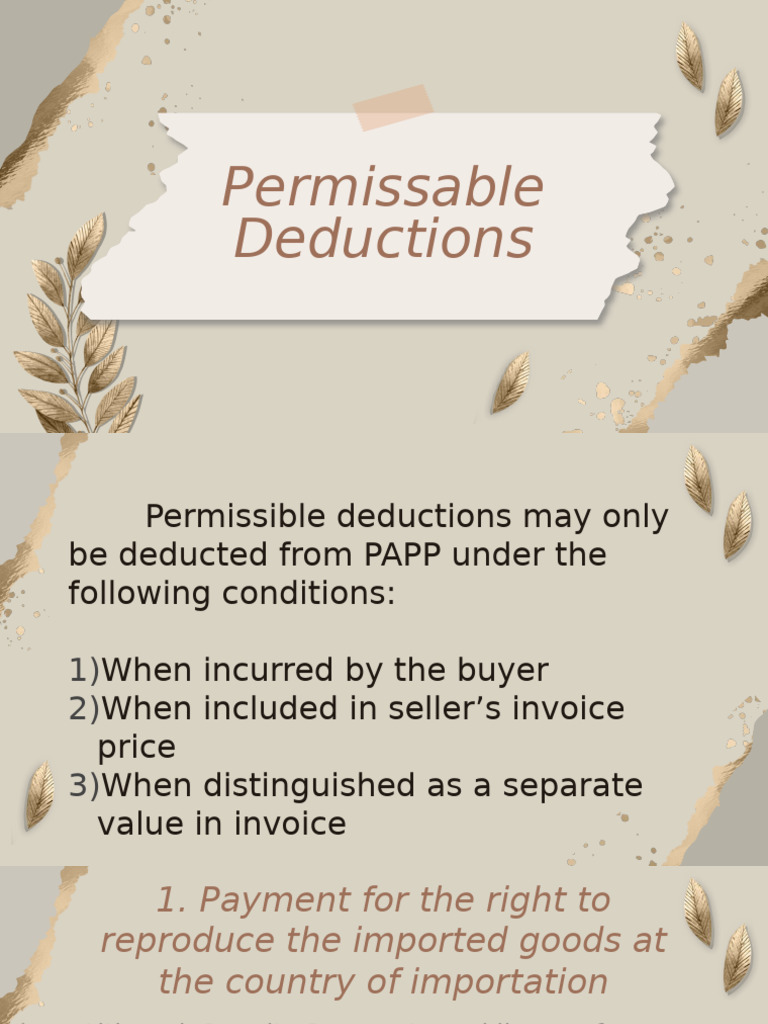 Permissible Deductions | PDF | Tax Deduction | Prices