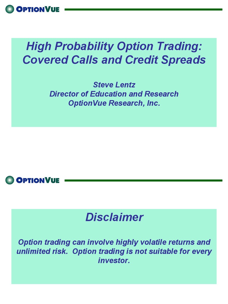 High Probability Option Trading Covered Calls and Credit Spread | PDF ...