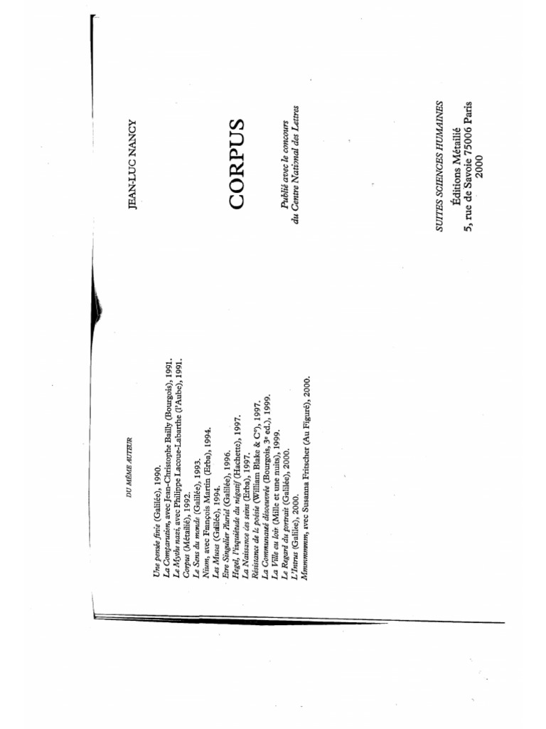 Jean-Luc Nancy Corpus | PDF