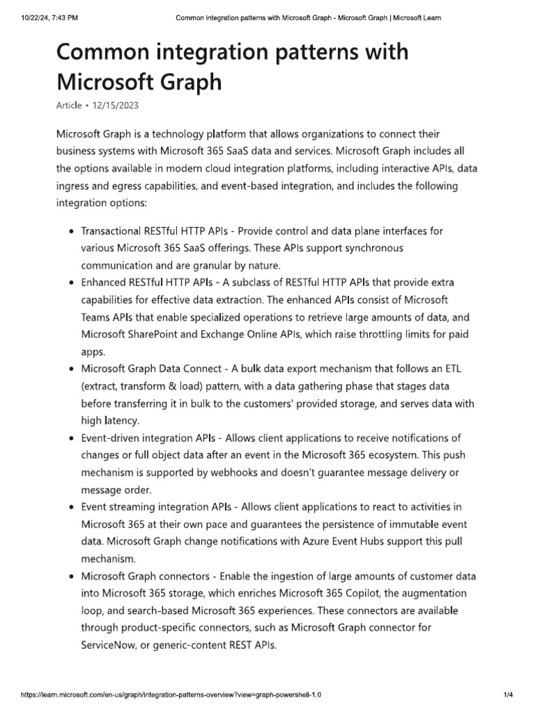 Common Integration Patterns With Microsoft Graph Pdf