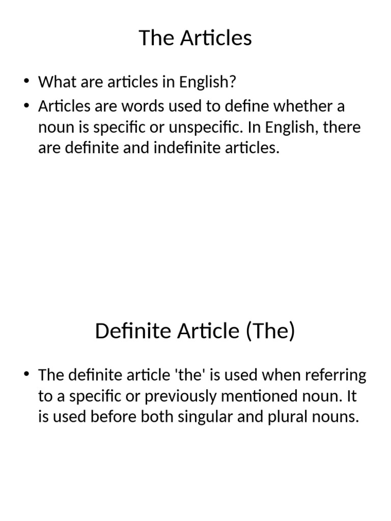 The Articles Presentation | PDF