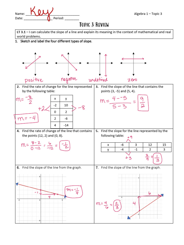 Topic+3+Review+F22+KEY | PDF | Equations | Algebra