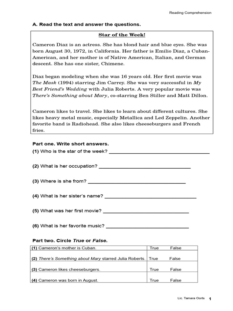 Reading Comprehension Activities | PDF | Thomas Edison | Mick Jagger