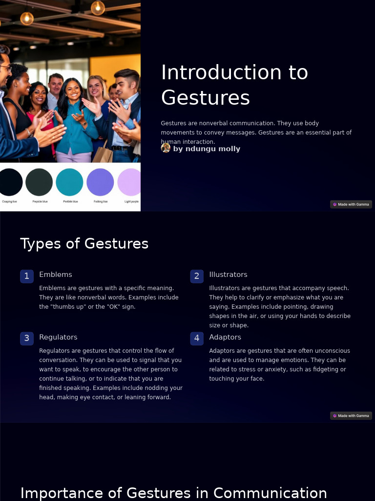 Introduction to Gestures | PDF | Gesture | Nonverbal Communication