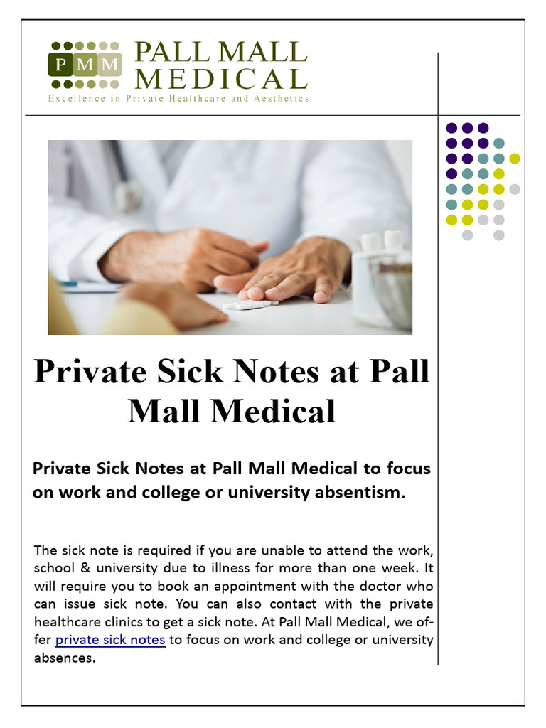 Private Sick Notes from Pall Mall Medical | PDF