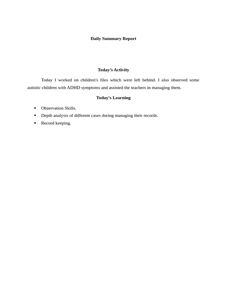 Daily Summary Report | PDF