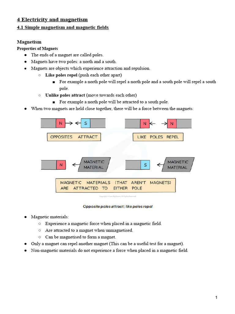 Magnetism (O-Level Notes) | PDF | Magnet | Magnetism