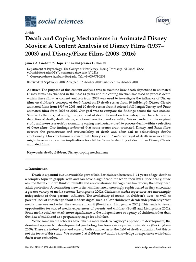 Death in Disney: Coping Mechanisms Explored | PDF | Emotions | Experience