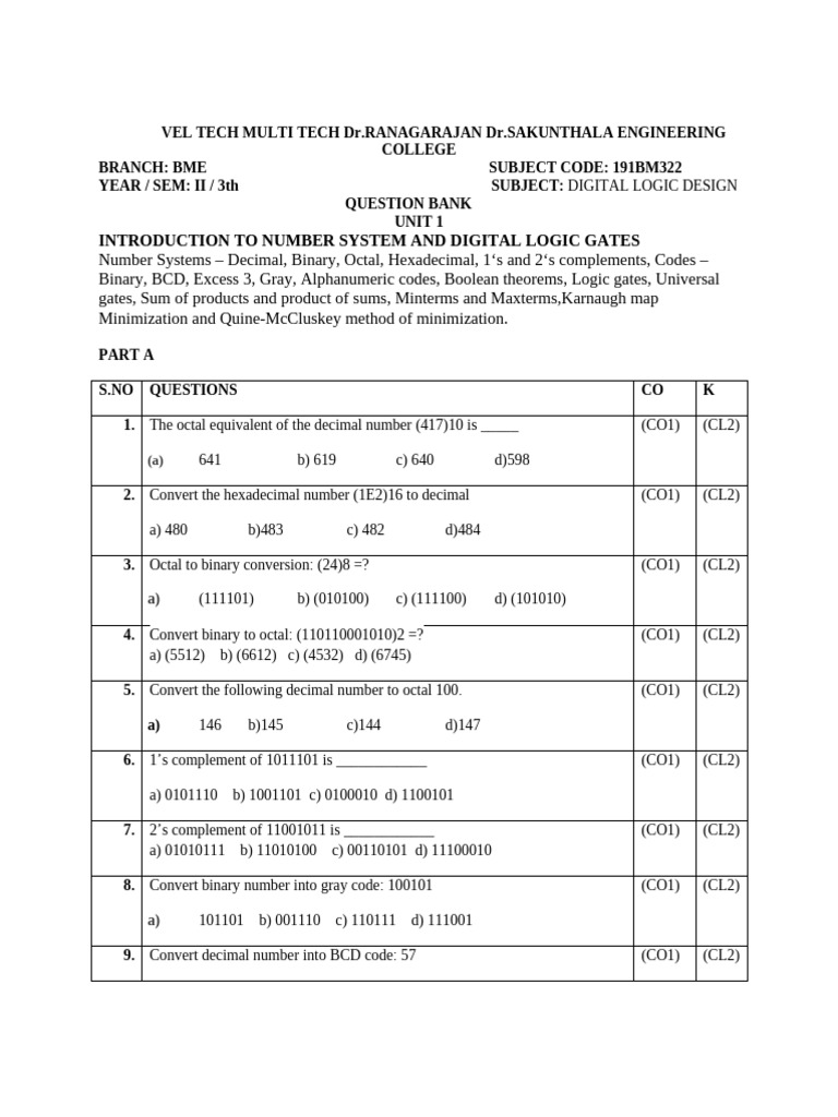 BME Digital Logic Design Quiz | PDF | Logic Gate | Computer Engineering