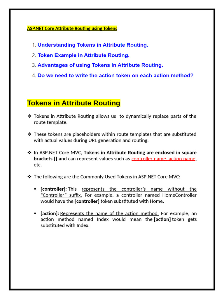 5 Tokens In Attribute Routing Pdf Computer Programming Software Engineering
