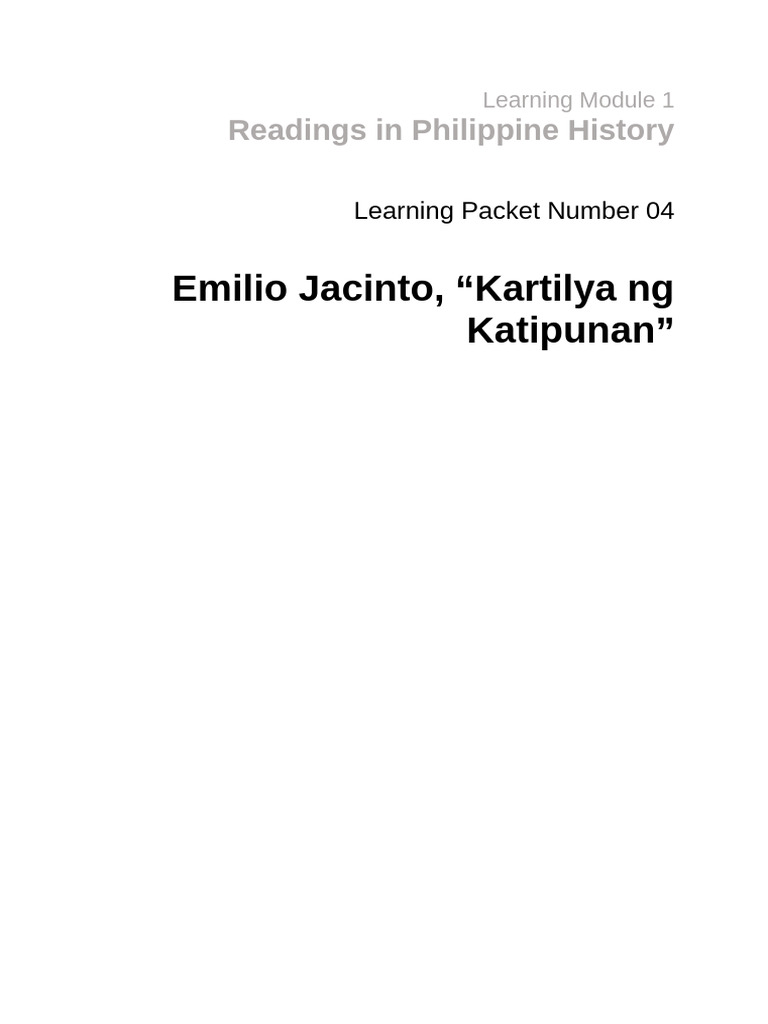 LP4 Emilio Jacinto Kartilya NG Katipunan | PDF | Nonverbal ...