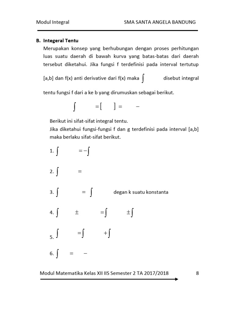 Modul Integral Xii Iis 8 11 | PDF