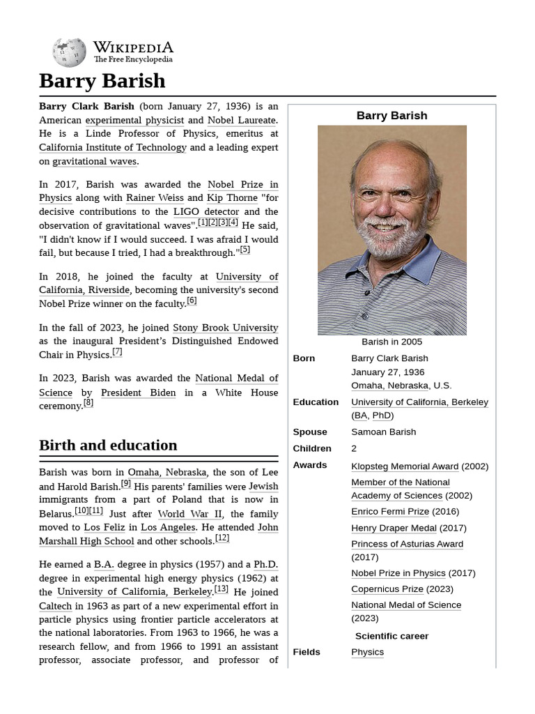 Barry_Barish | PDF | Ligo | Particle Physics