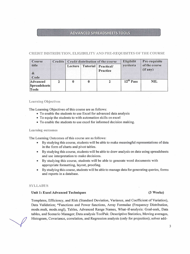 Advanced Spreadsheet Tools Pdf