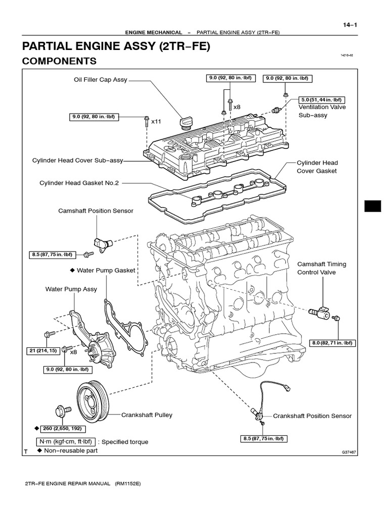 Partial Engine Assy (2Tr FE) : Components | PDF | Rotating Machines ...
