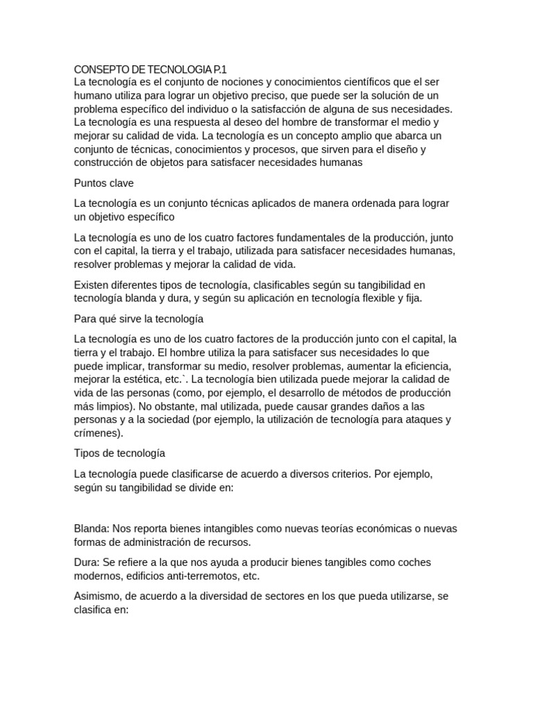 CONSEPTO DE TECNOLOGIA PARTE 1Y2 | PDF | Economias