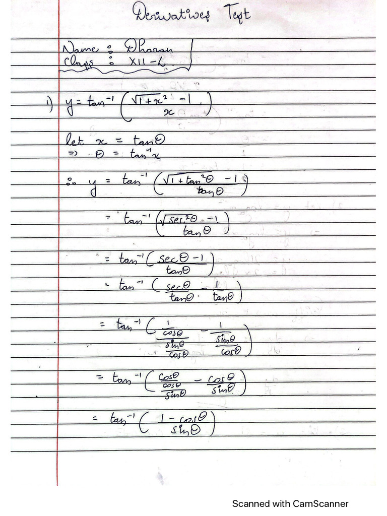 Maths Derivatives Test | PDF