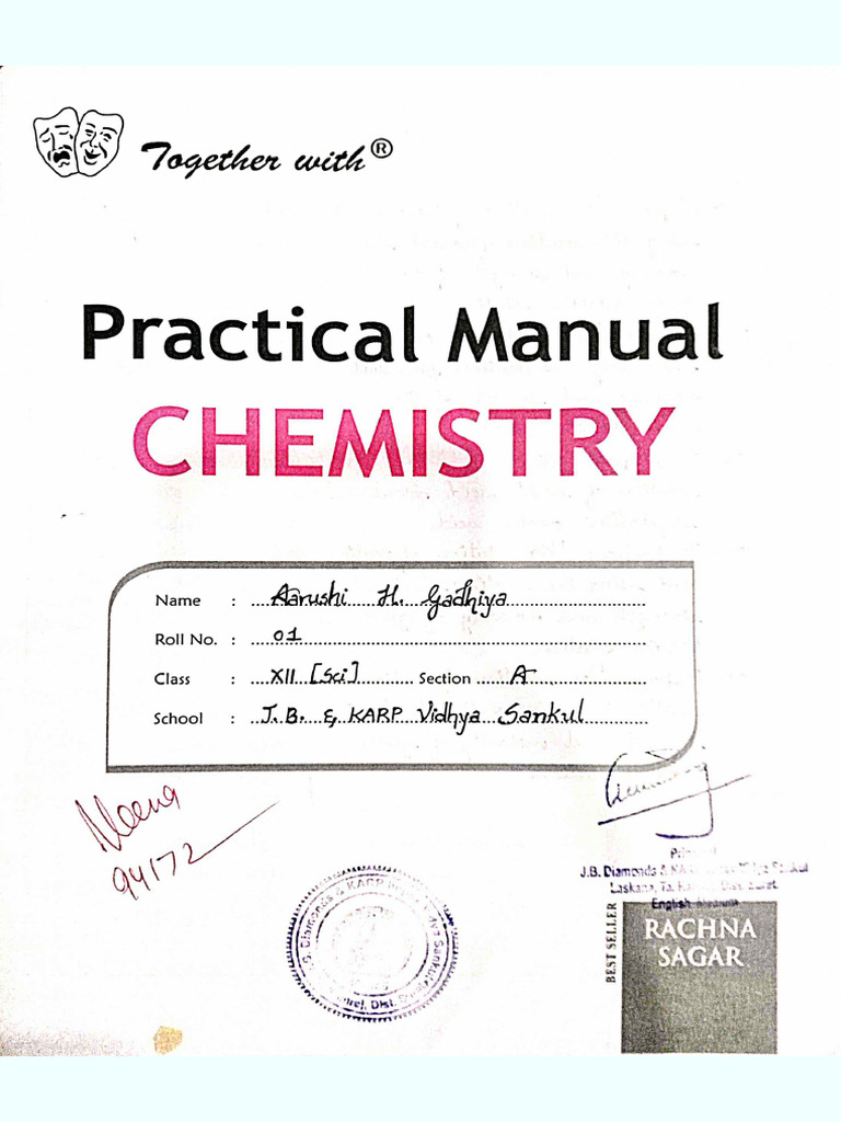 Class 12 Chemistry Lab Manual (Journal) Book PDF | PDF