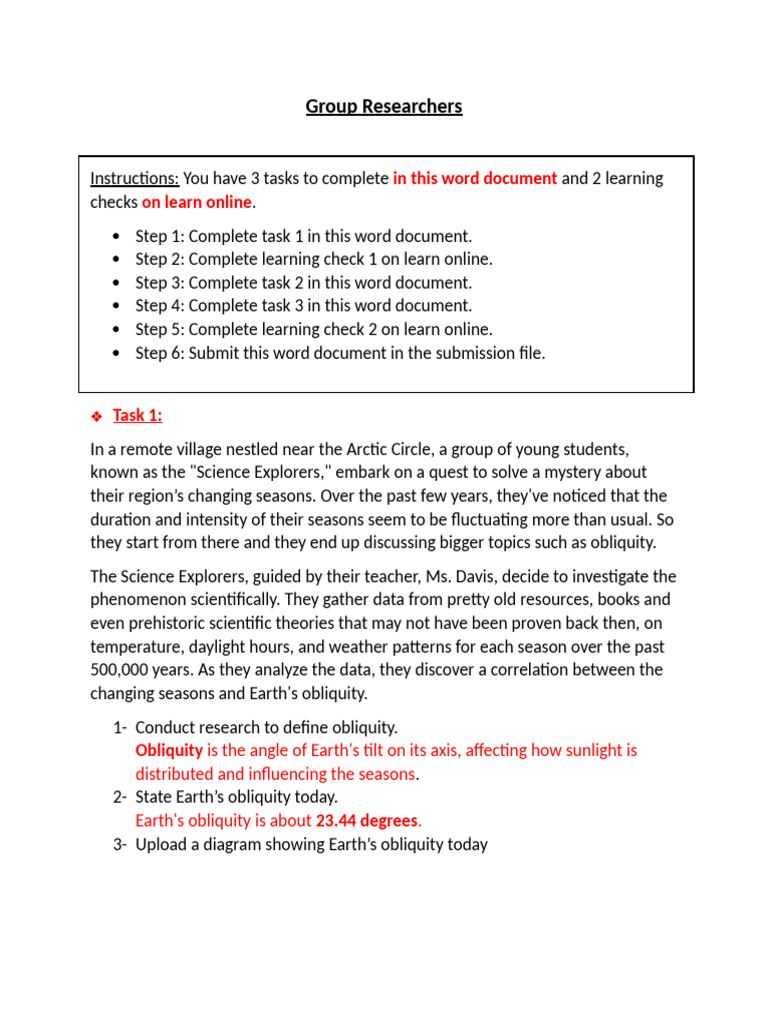 G9 Researchers (Earths Motions) ANSER | PDF | Rotation | Earth